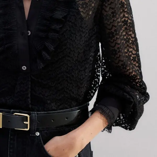 ME+EM Lace Cropped Shirt With Cami