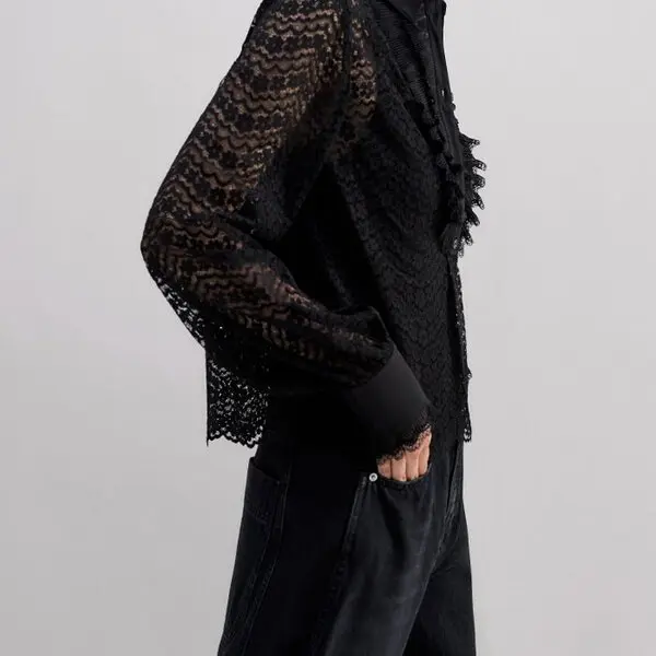 ME+EM Lace Cropped Shirt With Cami