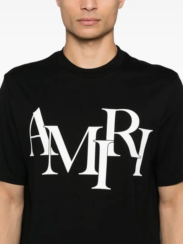 Amiri Staggered-logo T-shirt - Black