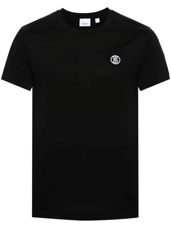 Burberry Logo-embroidered Cotton T-shirt - Black