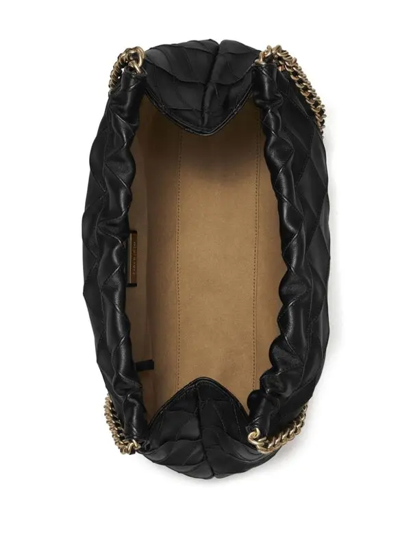 Tory Burch Fleming Diamond Quilted Leather Drawstring Tote Bag - Black