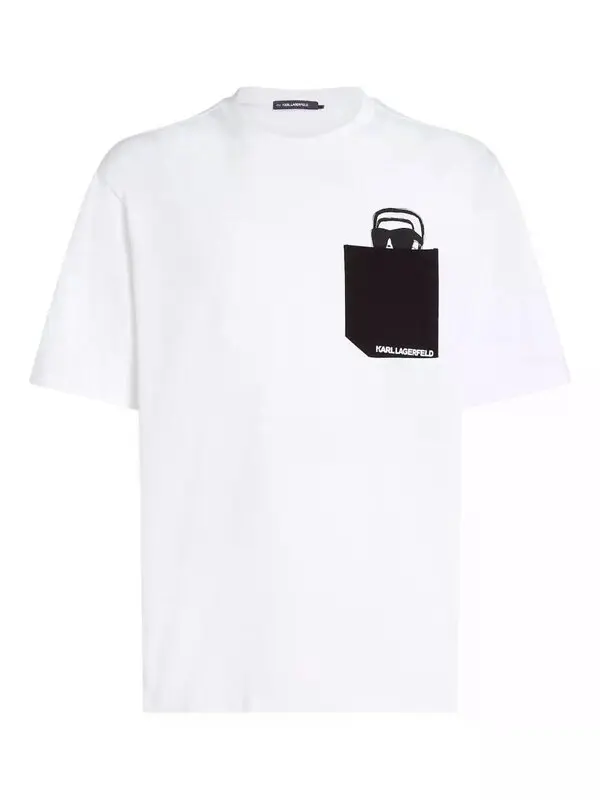Karl Lagerfeld Ikon Peek-a-boo Pocket Relaxed T-shirt - White