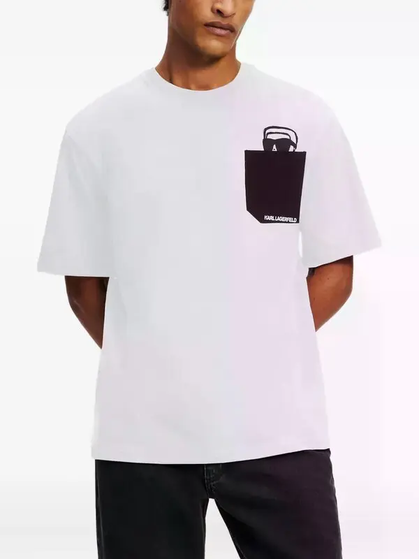 Karl Lagerfeld Ikon Peek-a-boo Pocket Relaxed T-shirt - White