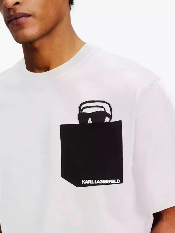 Karl Lagerfeld Ikon Peek-a-boo Pocket Relaxed T-shirt - White