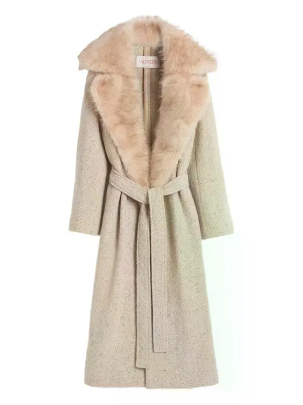Valentino Garavani Virgin Wool Coat With Faux-fur Collar