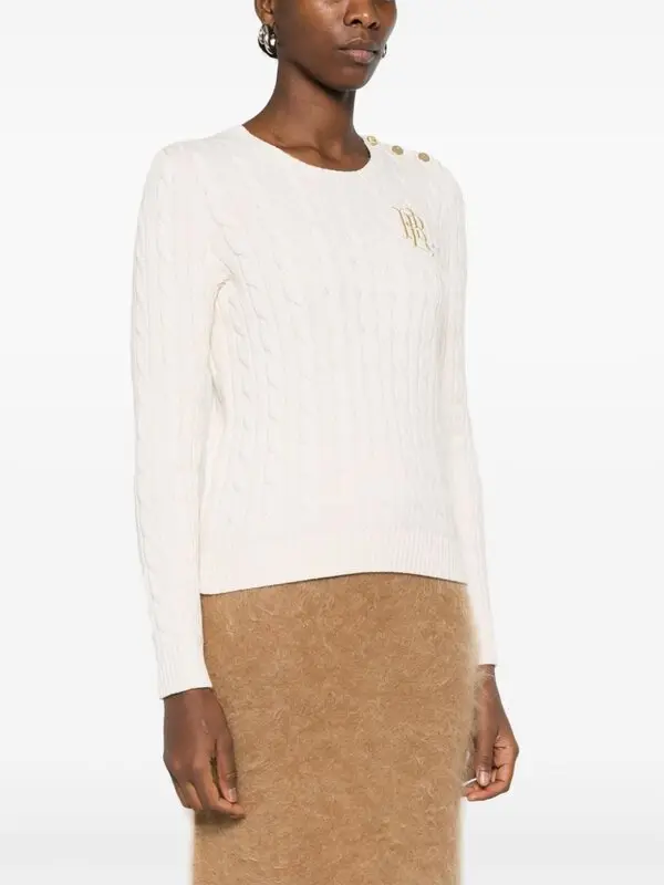 Ralph Lauren Montiva Cable Knit Sweater - White