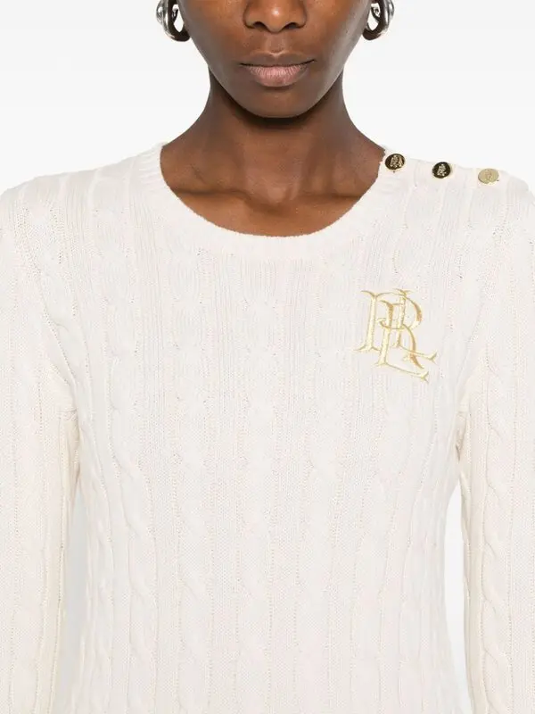 Ralph Lauren Montiva Cable Knit Sweater - White