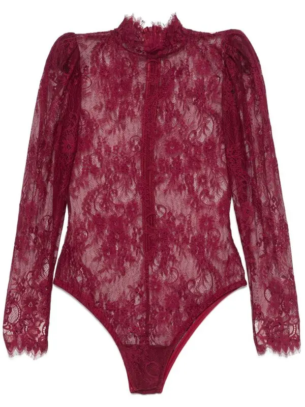 ANA RADU Chantilly Lace Bodysuit - Red