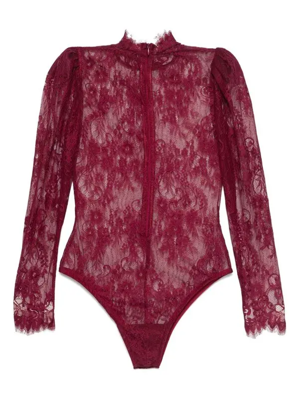 ANA RADU Chantilly Lace Bodysuit - Red