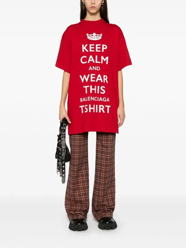Balenciaga Keep Calm T-Shirt - Red | Editorialist