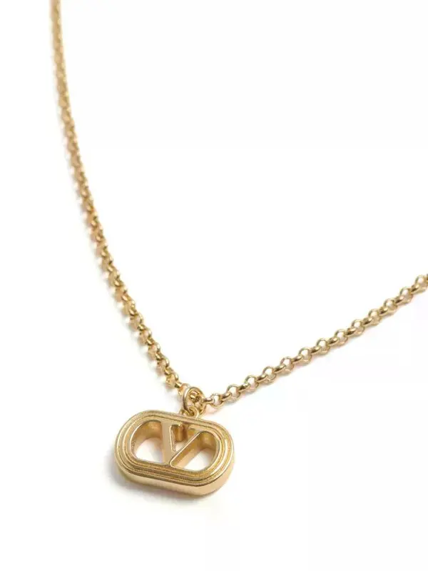 Valentino Garavani Ovalette Logo-pendant Necklace - Gold