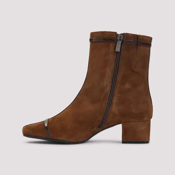 CAREL Suede Leather Ankle Boots - Brown