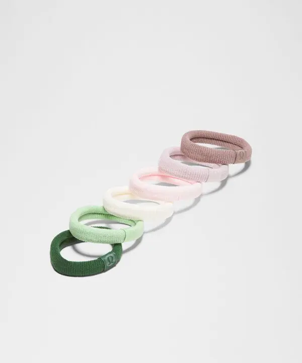 Lululemon Knit Hair Ties - Ashen Rose/porcelain Pink/pink Pearl/coconut Ivory/kale Krush/ivy Grove
