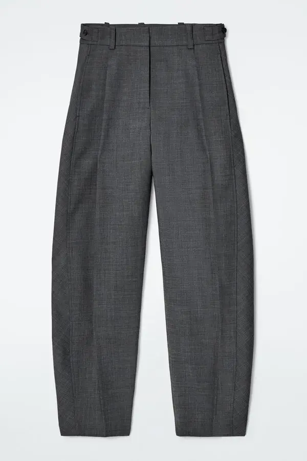 Cos Wool-blend Barrel-leg Trousers - Grey