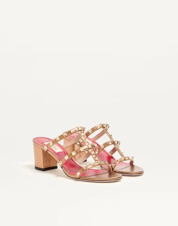 Valentino Garavani Rockstud 60mm Slide Sandal - Gold