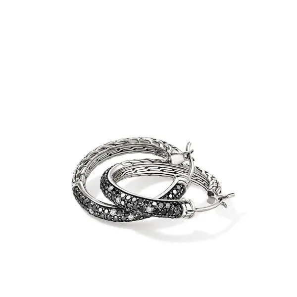 John Hardy Pave Diamond Hoop Earrings