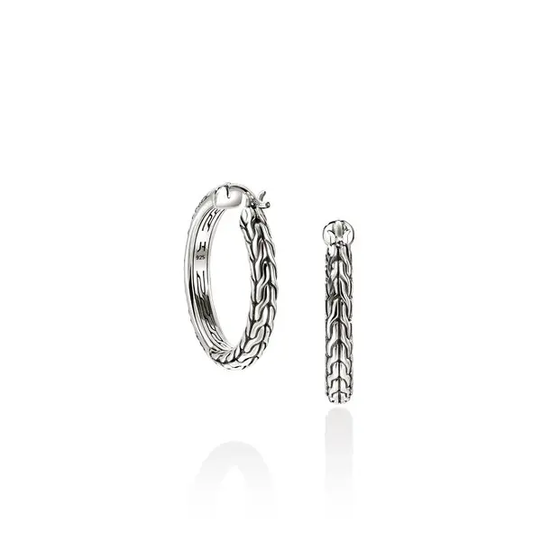 John Hardy Pave Diamond Hoop Earrings
