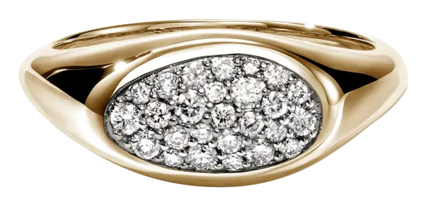 john hardy - John Hardy Pebble Ring In 14K Yellow Gold With Diamonds