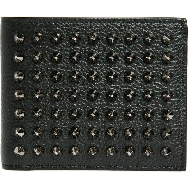 CHRISTIAN LOUBOUTIN Funky Studded Leather Bifold Wallet - Black/gun Metal