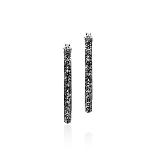 John Hardy Essentials Pave Hoop Earrings With Black And White Diamonds