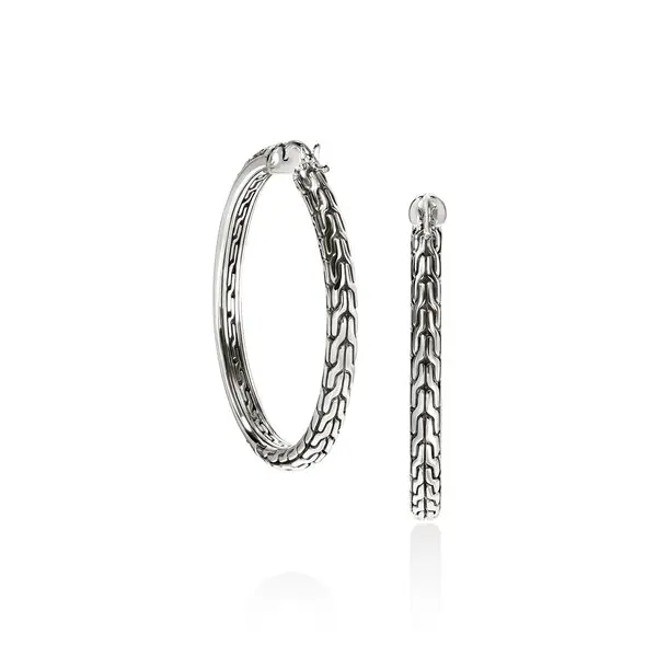 John Hardy Essentials Pave Hoop Earrings With Black And White Diamonds