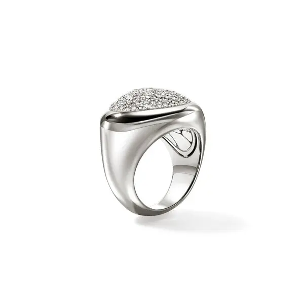 John Hardy Pavé Diamond Sculptural Ring - Sterling Silver