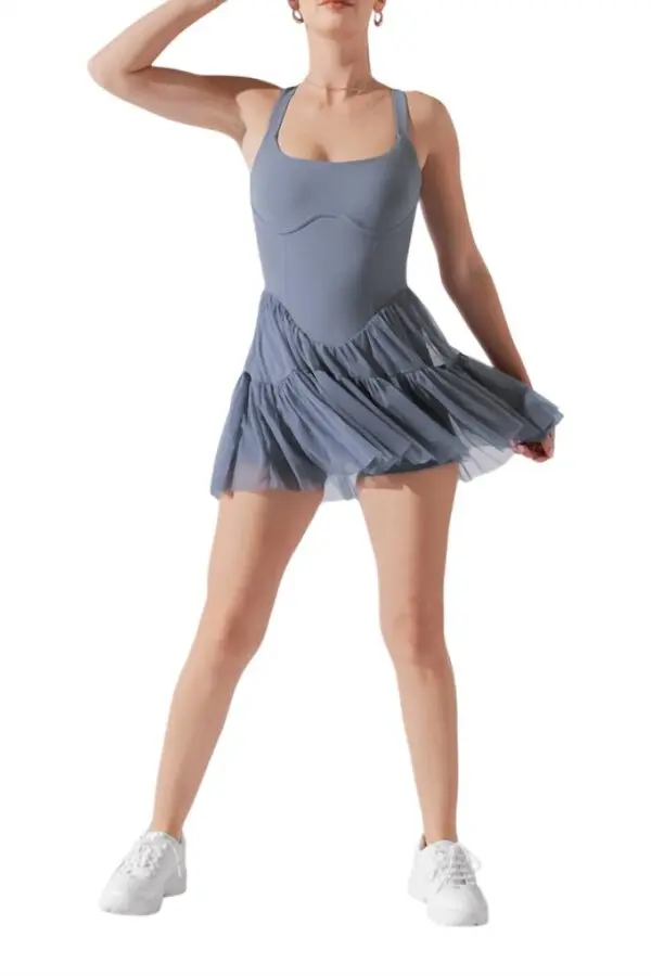 Popflex Active Corset Pirouette Dress In Blue - 43% Off
