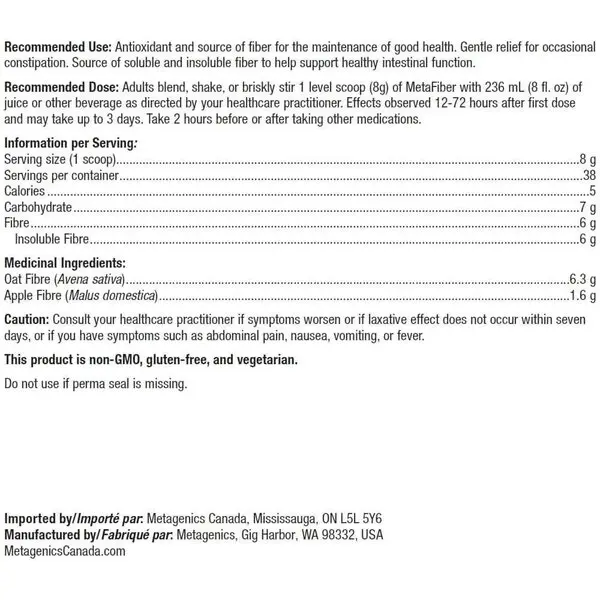 METAGENICS Metafiber 304 Grams
