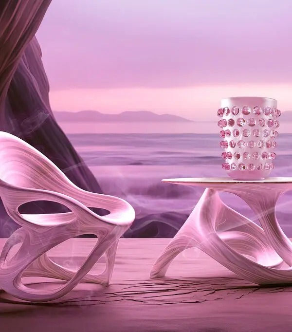 Lalique Extra Large Rose Nebula Mossi Vase