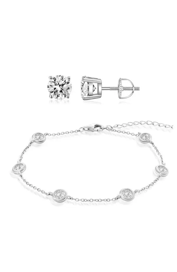 DONATELLO GIAN Name Sterling Crystal Earrings And Bracelet Set