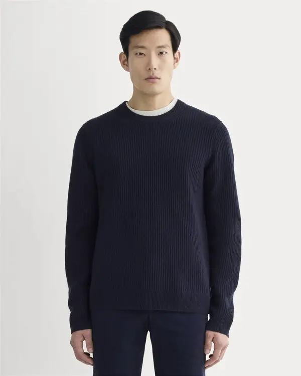 Everlane Fisherman Crew Neck Wool Cashmere Sweater - Navy