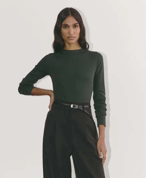 Everlane Luxe Rib Funnel-neck T-shirt - Scarab