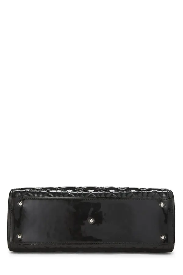 Dior Cannage Quilted Patent Leather Lady - Black
