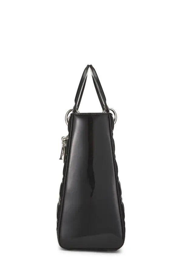 Dior Cannage Quilted Patent Leather Lady - Black