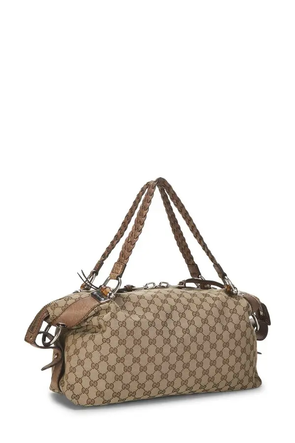 Gucci Original Gg Canvas Bamboo Braided Handbag