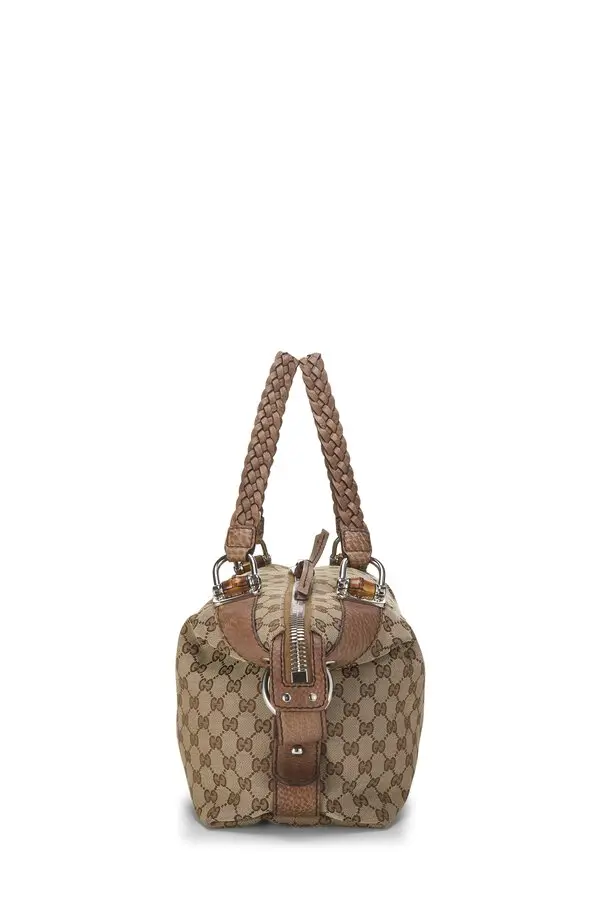 Gucci Original Gg Canvas Bamboo Braided Handbag