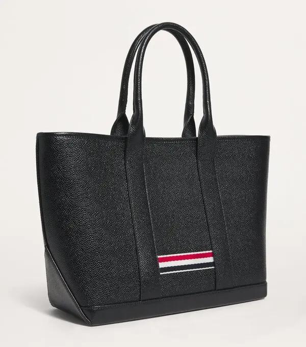 Thom Browne Small Leather Tote Bag - Black