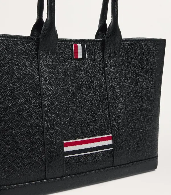Thom Browne Small Leather Tote Bag - Black
