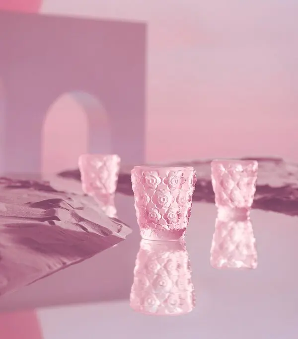 Lalique Rose Nebula Anemones Votive