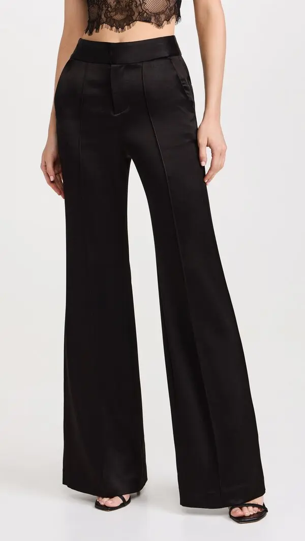 Alice + Olivia Dylan Satin Trousers - Black