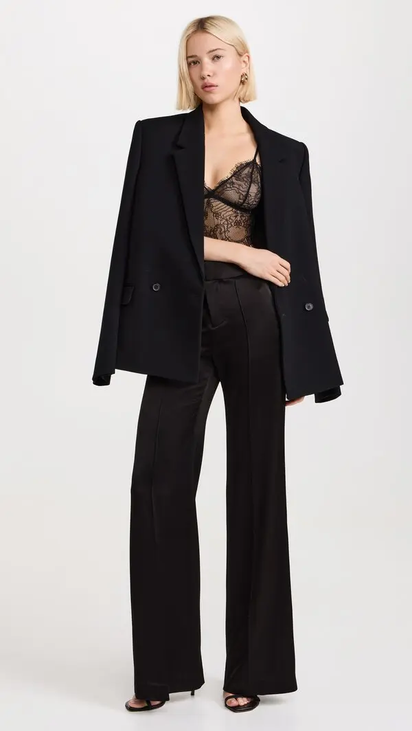 Alice + Olivia Dylan Satin Trousers - Black