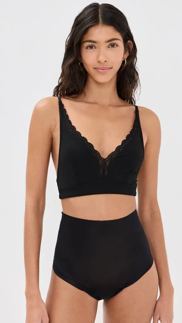 STRIPE & STARE The Lace Plunge Bralette - Black