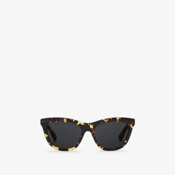 Burberry- Black Cat-Eye Sunglasses with Yellow Patterned Temples Burberry Sunglasses - dark havana/dark grey/dark brown  main image 3