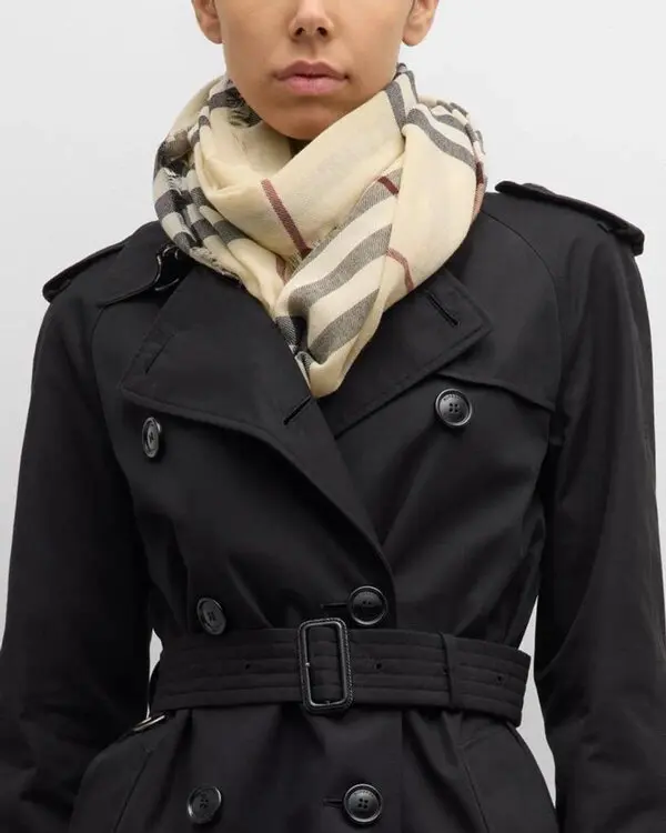 Burberry Giant Check Wool Scarf - Stone