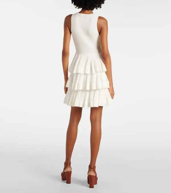 Zimmermann Crush Ruffled Tiered Knit Minidress