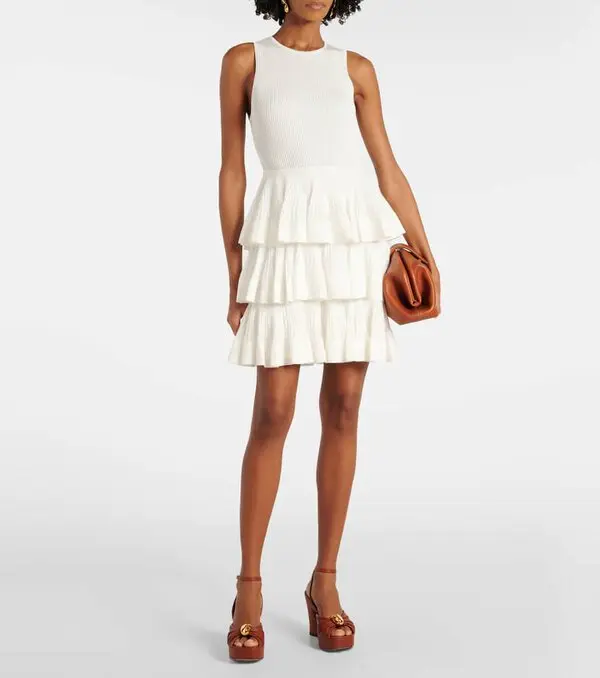 Zimmermann Crush Ruffled Tiered Knit Minidress