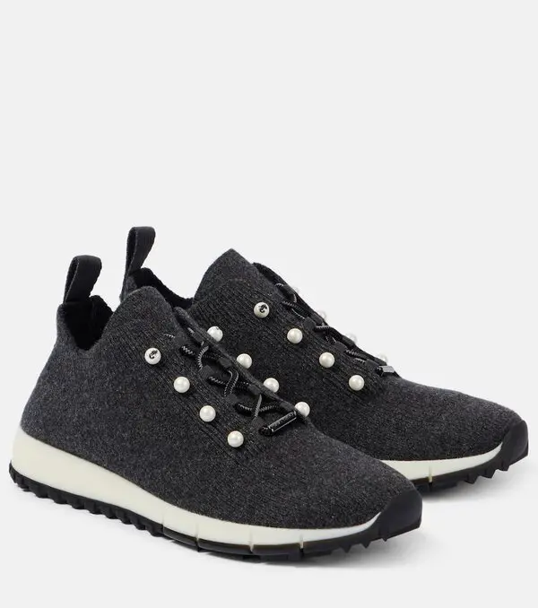 JIMMY CHOO Veles Embellished Sneakers - Black