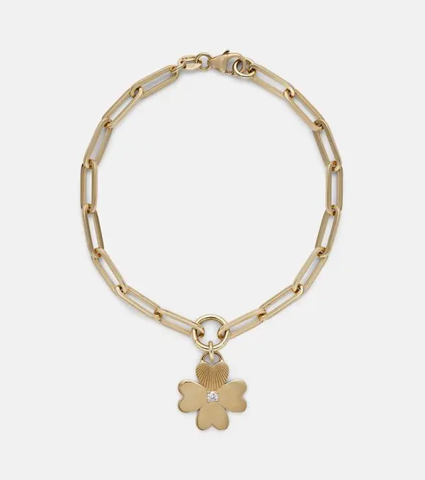 FOUNDRAE Four Heart Clover Diamond Chain Bracelet - Gold