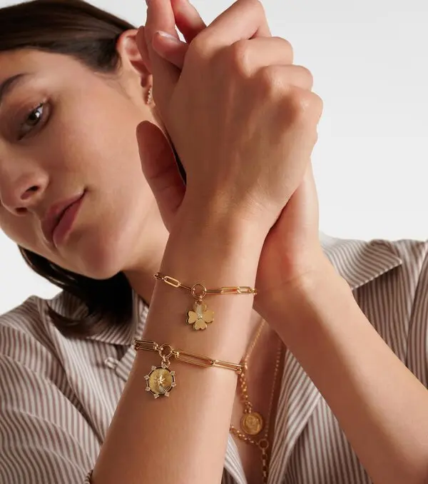 FOUNDRAE Four Leaf Clover Diamond Chain Bracelet In 18kt Yellow