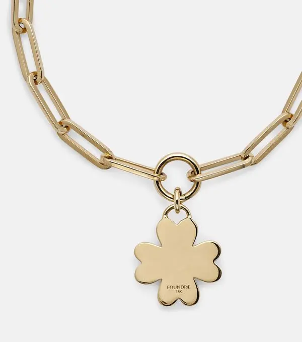 FOUNDRAE Four Leaf Clover Diamond Chain Bracelet In 18kt Yellow